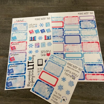 Bookish Winter Sugar Snowflake Planner Stickers Reading Sampler ...