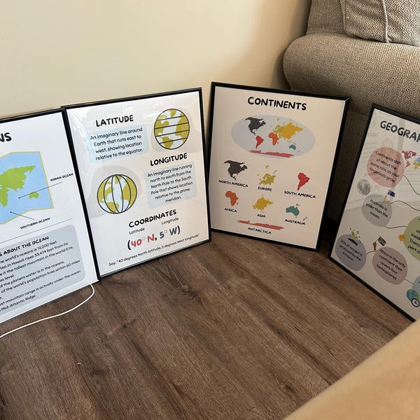 Set of 4 Educational US History Posters, Social Studies, Middle School ...