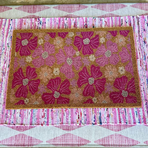 Coquette Pink Bow Doormat • Girly Welcome Mat • Soft Aesthetic Entry ...