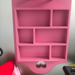 Pink Wood Shadow Box, Pink Wall Accent, Pink Wall Hanging Shelf, Pink ...