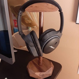 Walnut Headphone Stand, Headphone Holder, Gaming Headset Stand, Office ...