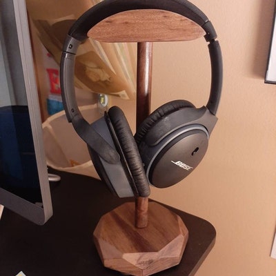 Walnut Headphone Stand, Headphone Holder, Gaming Headset Stand, Office ...