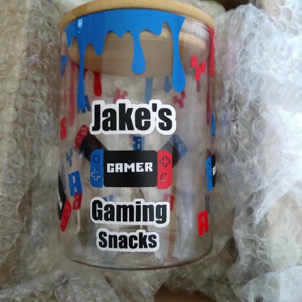 PERSONALISED GAMER JAR / Gamer Snacks / Glass Jar/ Gamer Accessories ...