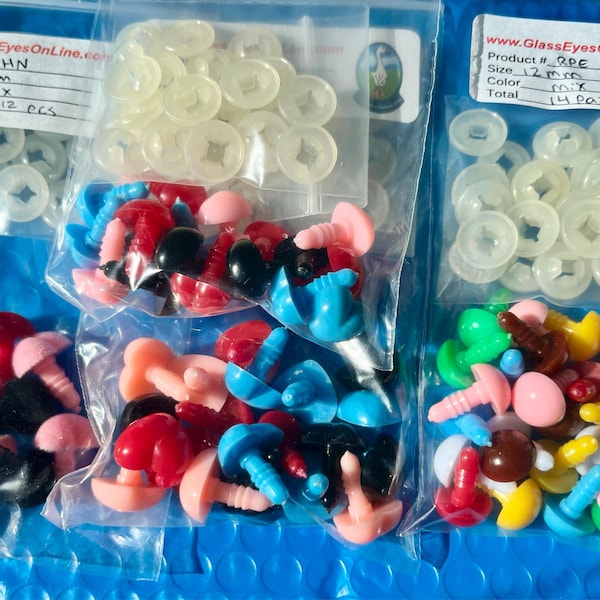 12 Flock Heart Noses, Buttons, Eyes 13mm to 18mm for Dolls, Teddy Bears ...