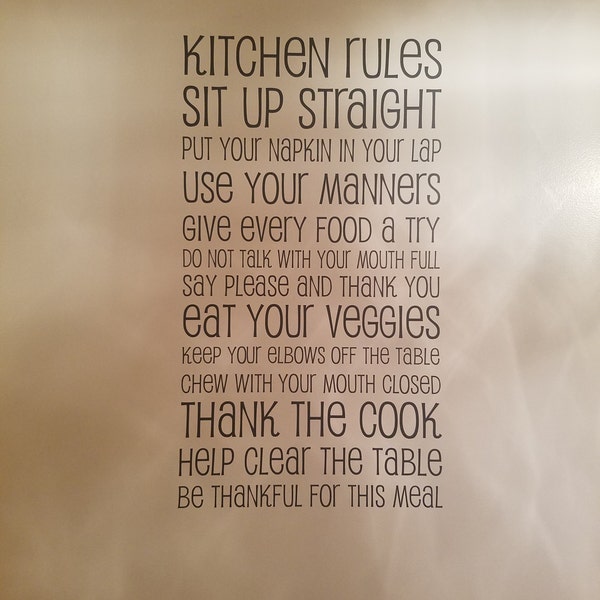 Kitchen Rules Vinyl Wall Decal Art - Etsy