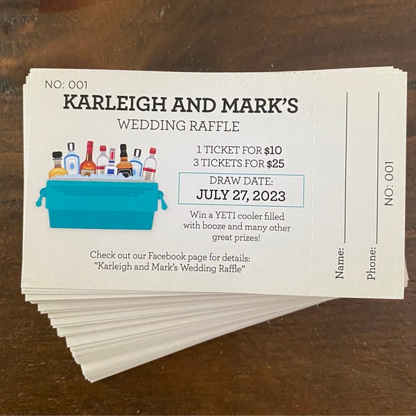 Cooler of Booze Raffle Tickets - Cooler Raffle - Booze Raffle - Wedding ...