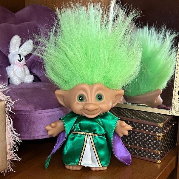Vintage Ace Novelty Treasure Troll Doll Pink Hair, Pink Diamond Jewel ...