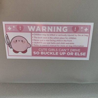 Cute Knife Pastel Warning Sticker Pink Kawaii Decal, Airbag Label, Cute ...