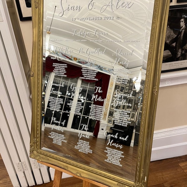 Mirror Wedding Table Plan • Vinyl Lettering/vinyl Stickers • DIY ...