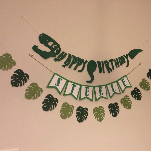 Palm Leaf Tropical Party Banner - Customizable Colors - Etsy