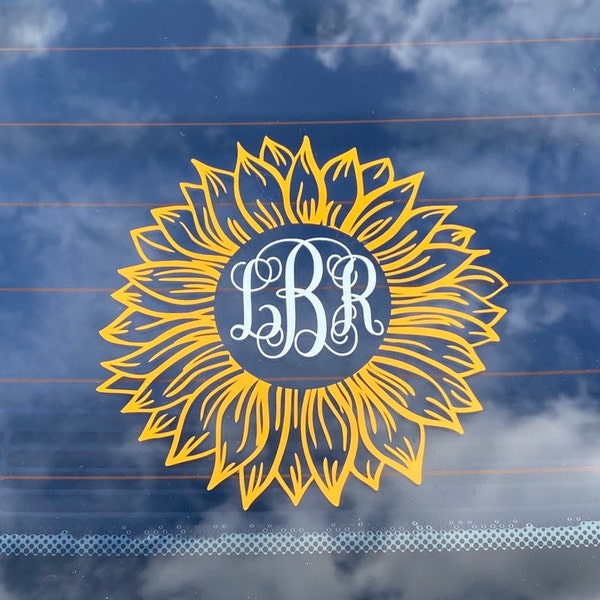 SUNFLOWER OUTLINE Monogram//monogram Decal//sunflower Decal//sunflower ...