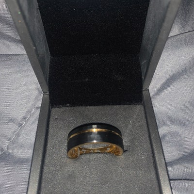 Custom Engrave Man Ring Hammer Man Ring Black & Gold Mens - Etsy