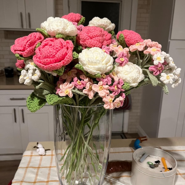 Crochet Rose Flower,finished Hand Made Flowers,wedding Accessories ...