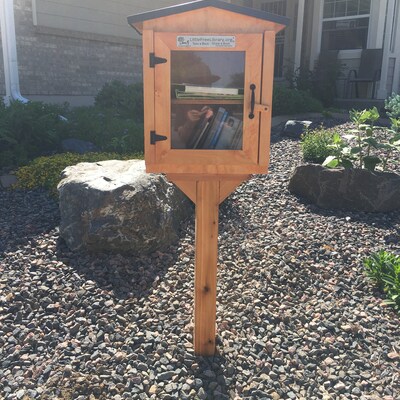 LITTLE FREE LIBRARY® Two Story Gable With Official Charter Sign & World ...