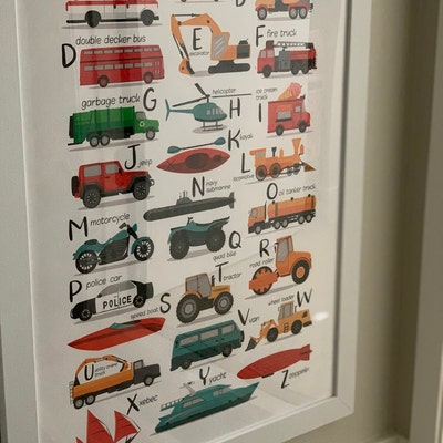 Colourful Transportation Alphabet Wall Art, Educational Print, Alphabet ...