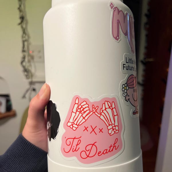 CUSTOM 'til Death Sticker, Wedding Favors, Takeaways for Gothic Themed ...