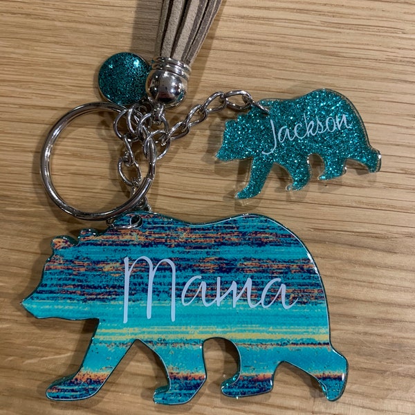 Mama Bear Keychain With Cubs - Etsy