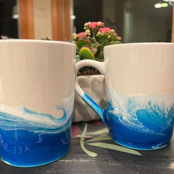 Pair of Ocean Wave Inspired Ceramic Mugs - Handcrafted in Charleston ...