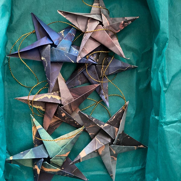 Traditional Patterned Christmas Origami Stars ~ Set of 10 Handmade ...