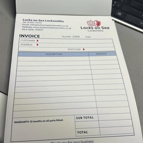 A5 Personalised Invoice Book Pad, Custom Name CR Pad Print Receipt ...