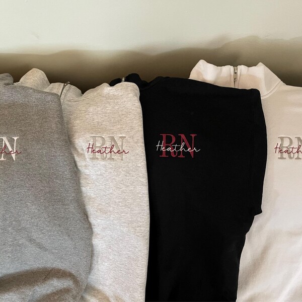 Custom Embroidered Registered Nurse Quarter Zip With Credential Acronym ...