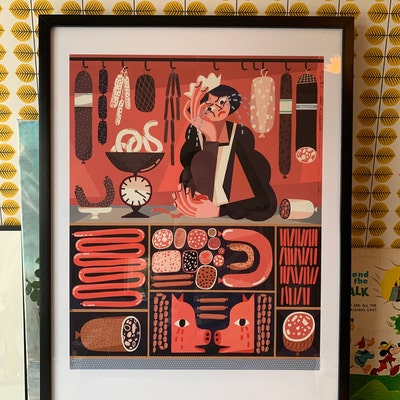 Butcher Shop. Fine Art Print on Archival Paper. Illustration. - Etsy