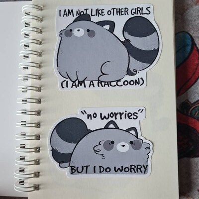 Pizza Raccoon Sticker Set, Cute Raccoon Sticker, Meme Sticker, Kawaii ...