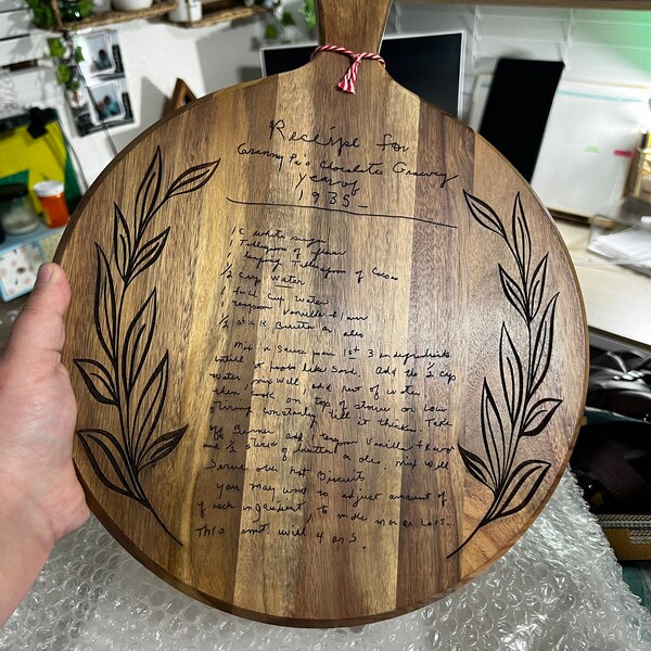 Custom Engraved Acacia Wood Recipe Cutting Board - 12" - Personalize ...