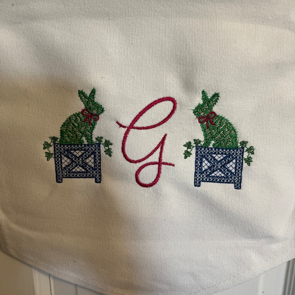Boxwood Bunny Topiary Machine Embroidery Design - Etsy