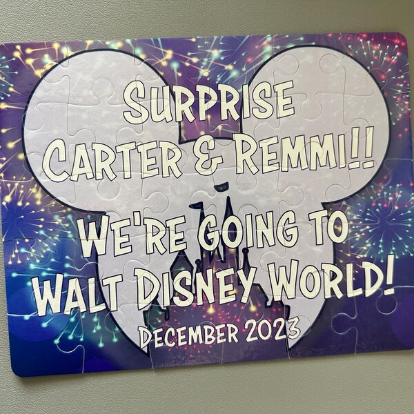 Surprise Disney Trip Reveal Puzzle, Disney Vacation Announcement Puzzle ...