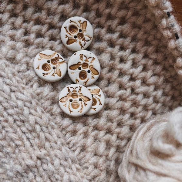 Bee Porcelain Artisan Round Buttons-bee Buttons- Red Bee Buttons ...