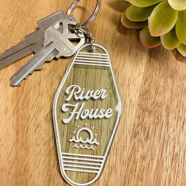 Vacation House Motel Keychain, Beach Lake Cabin, Retro Vintage Acrylic ...
