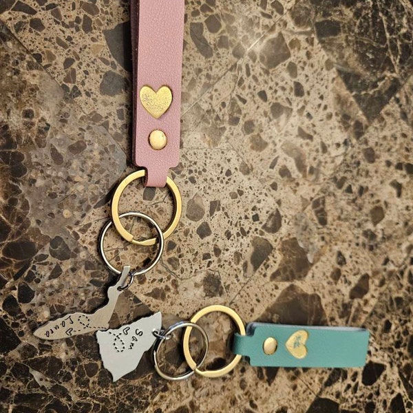 CUSTOM USA Key Chain / Long Distance Love Handstamped America Keychain ...