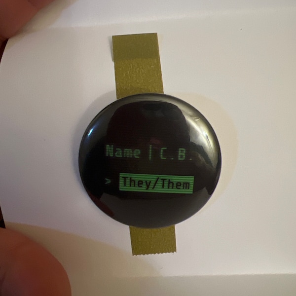 Retro Computer Terminal Name & Pronoun Buttons - Custom Made to Order ...