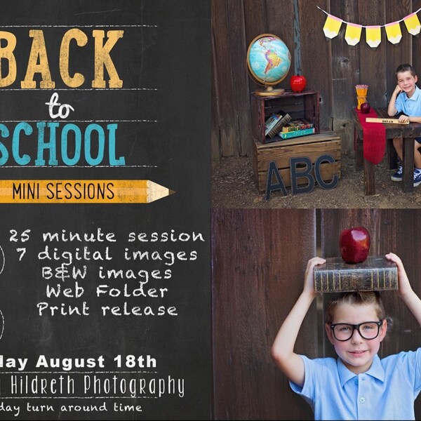 Back to School Mini Session Template, Photoshop Templates for ...