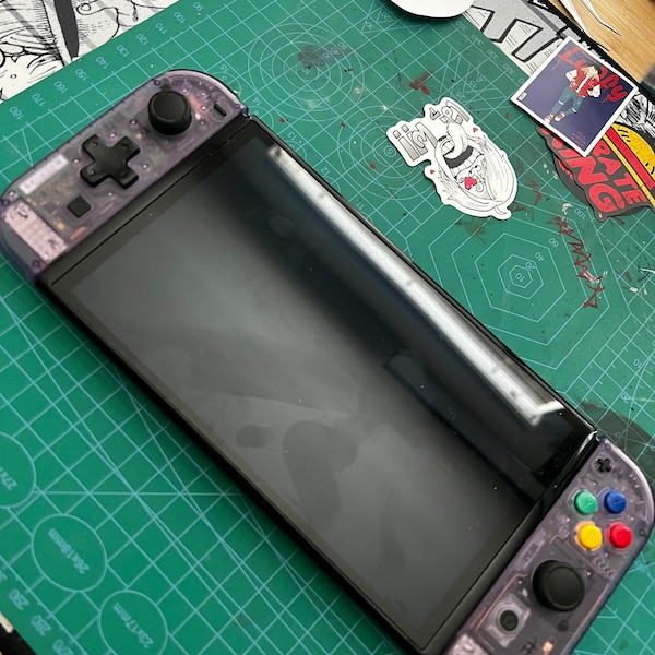 New Custom Nintendo Switch Clear Atomic Purple D-pad Joy-con Controller ...