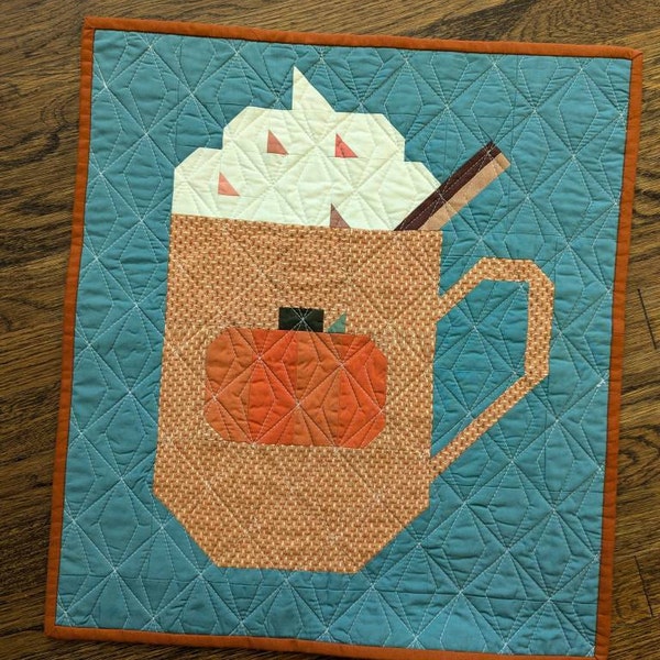 Pumpkin Spice Fall Autumn Mug Dessert Quilt Block PDF Pattern ...