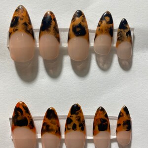 Tortoise Shell Nails French Tip Nails Press on Nails - Etsy