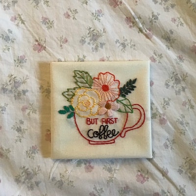 But First Coffee Embroidery Pattern Coffee Addict Hand Embroidery ...