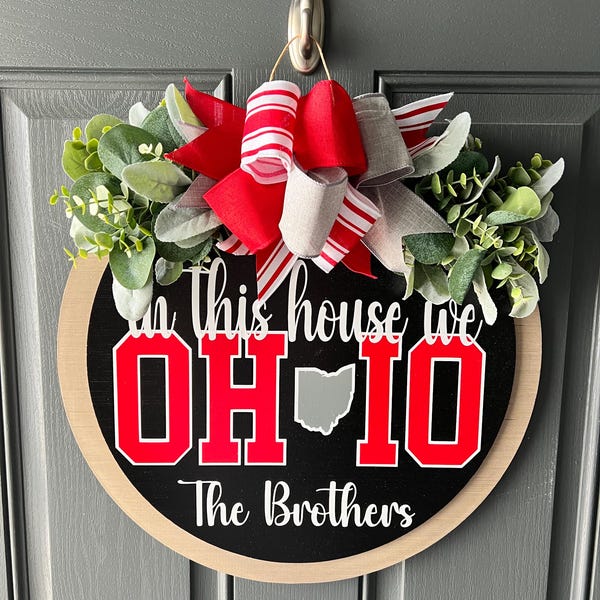 Ohio State Door Hanger | Ohio State Buckeyes | Ohio State Wreath ...