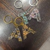 Personalized Name Bead Keychain Resin Letter Key Chain Initial Keyring ...