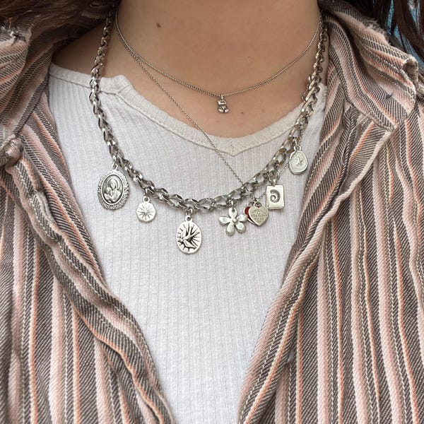 Charms Necklace Design Your Own, Stainless Steel Charm Necklace, Silver ...