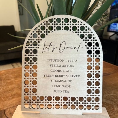 Rattan Arch Bar Sign Boho Wedding Bar Sign, Tropical Bar Sign, Cane Bar ...