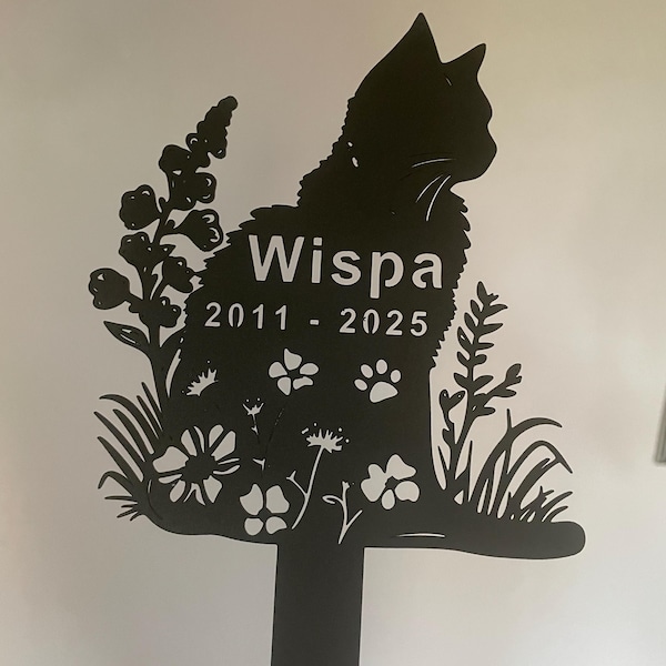 Personalized Metal Cat Grave Marker,cat Memorial Stake With Flowers ...