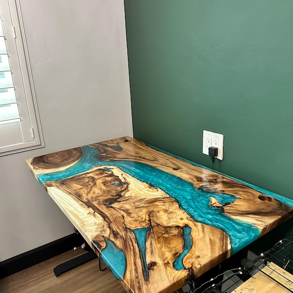 Epoxy Resin Wood Standing Desk Table Top: Ergonomic Computer Table - Etsy