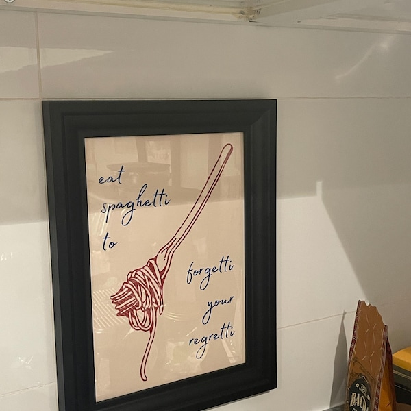 Pasta Poster, Quirky Kitchen Wall Art, Pasta Lovers Print Digital Wall ...