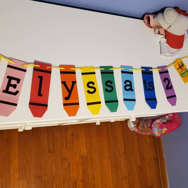 Color Crayon Banner, Crayon Birthday Party, Art Birthday Party, Teacher ...