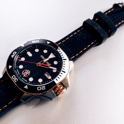 Black Perforated Silicone Watch Strap With Orange Stitching 20mm-22mm ...