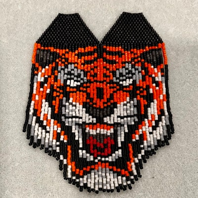 Tiger Seed Bead Earring Pattern Brick Stitch Pattern Beaded - Etsy