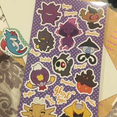 Ghost Type Pokemon Sticker Sheet Pokemon Type Series - Etsy Norway